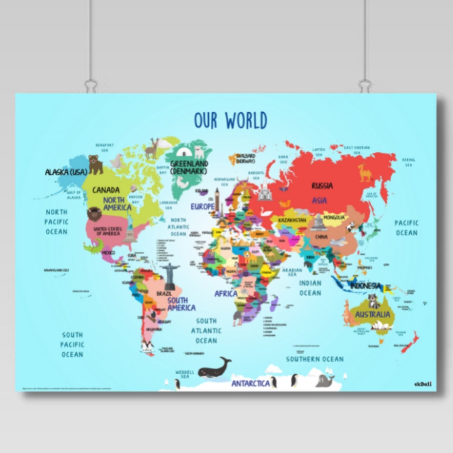 Fun World Map With Country Names - Hands to Mind